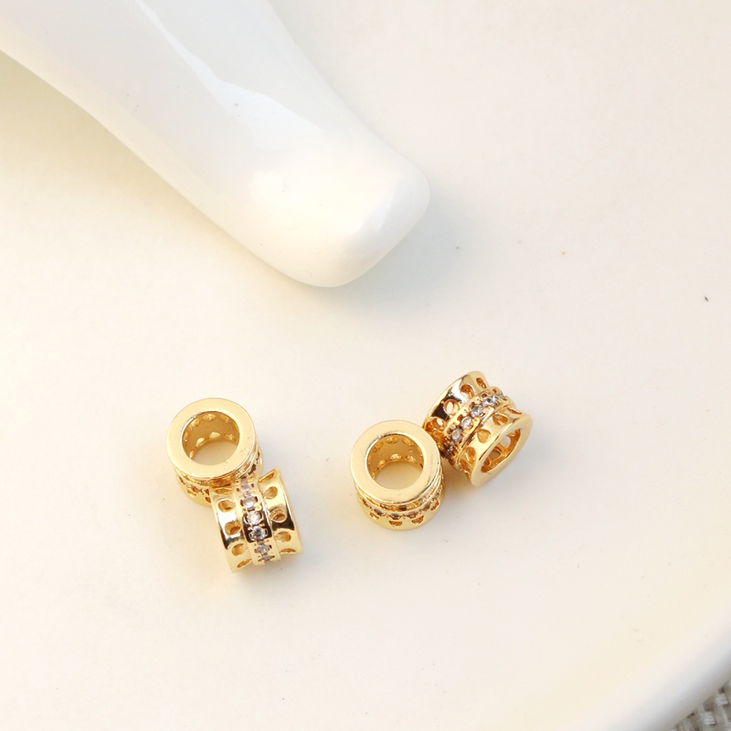 Spacer ลูกปัด diy 14K ทองแดง Clad สีทอง Retention ขนาดใหญ่ฝังบันได Cubic Zircon Handmade ...