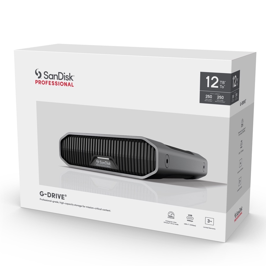 SanDisk Professional 12TB G-DRIVE Enterprise-Class USB 3.2 Gen 2 ...