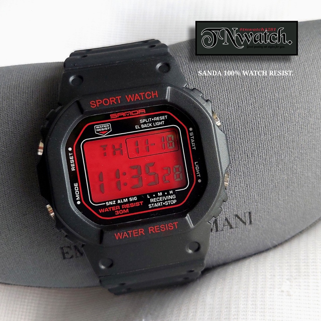 นาฬิกาผู้ชาย นาฬิกาดิจิตอล SANDA รุ่น S-329 สายยาง ตั้งจับเวลา ตั้งเวลาเตือน กันน้ำ มีเก็บปลาย ...