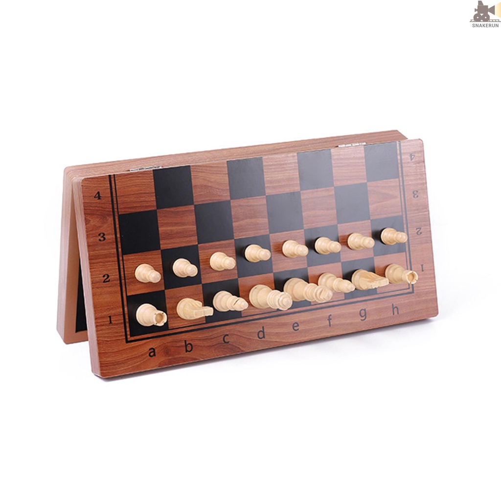 SNKE Magnetic Wooden Folding Chess Set with Felted Game Board Interior ...