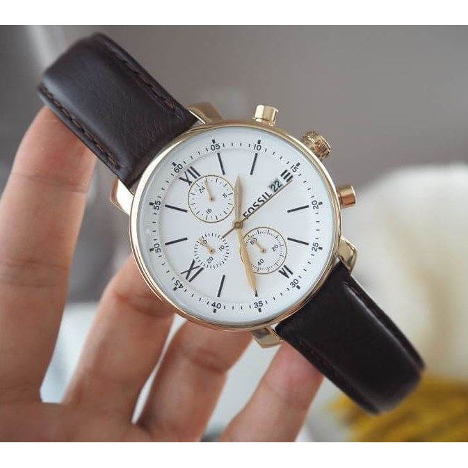 พร้อมส่ง นาฬิกาข้อมือผู้ชาย Fossil Rhett Chronograph Brown Leather ...