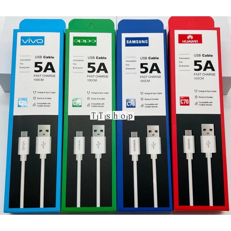 สายชาร์จ Micro 5A FastCharger Cable 1m รองรับ รุ่นOppo/Vivo/Sam/Huawei ...