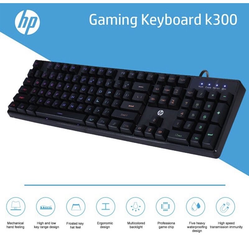 (K300) KEYBOARD (คีย์บอร์ดสาย) HP GAMING Non-Mechanical LED-Backlight ...
