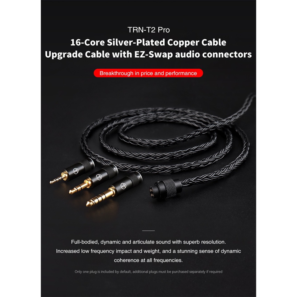 สายเคเบิลอัพเกรด ชุบเงิน TRN T2 PRO 16 แกน HIFI ปลั๊ก 3.5 2.5 4.4 มม. MMCX 2Pin สําหรับหูฟัง TRN ...