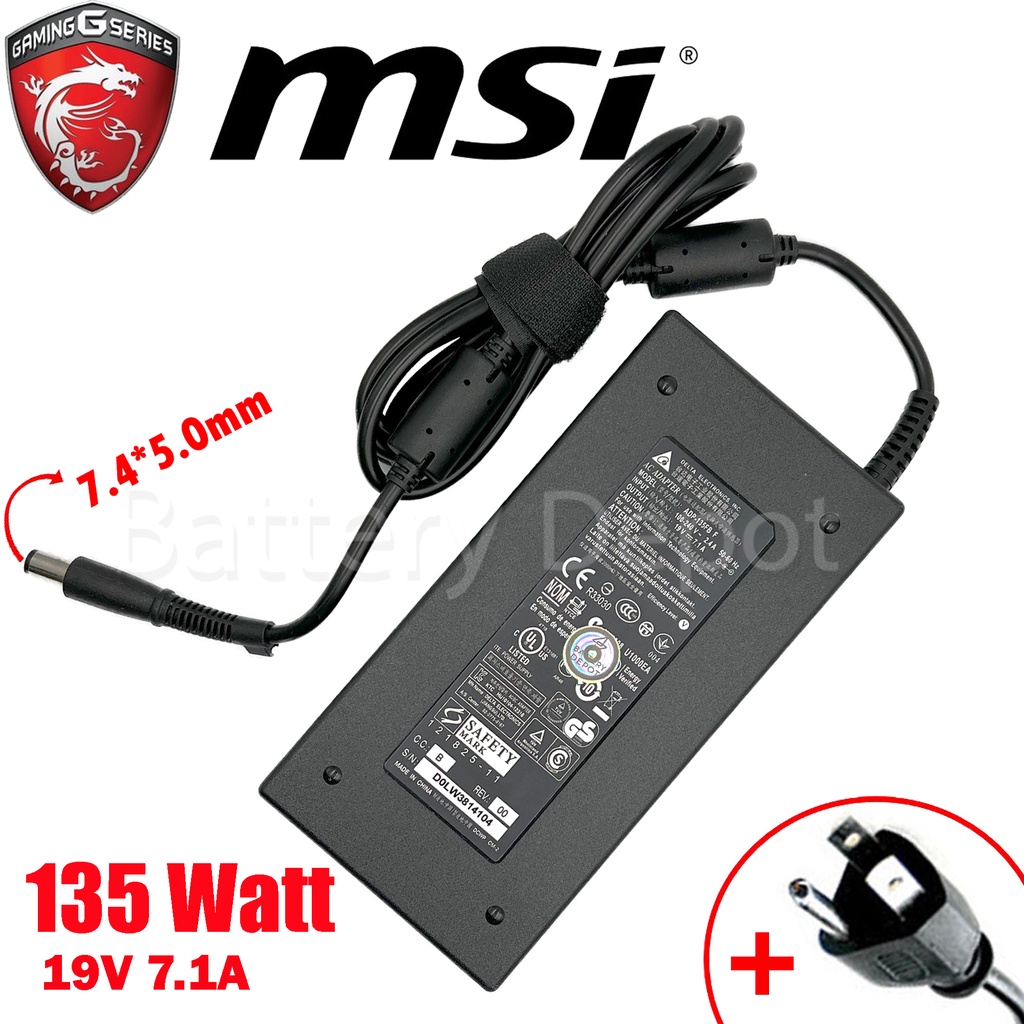 MSI Adapter ของแท้ 19V/7.1A 135W หัวขนาด 7.4*5.0mm สายชาร์จ MSI อะแดปเต ...