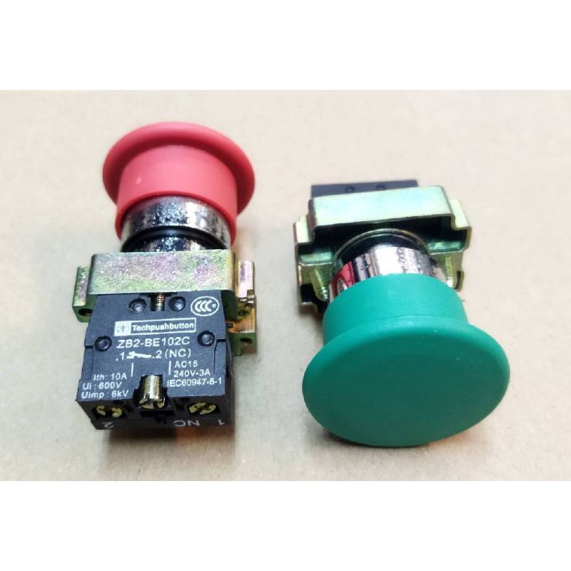 Pushbutton หัวเห็ด ปุ่มกดสวิตช์ 22มิล XB2-BC31 XB2-BC42 10A 600Vสีเขียว ZB2-BE101C(NO) สีแดงZB2 ...