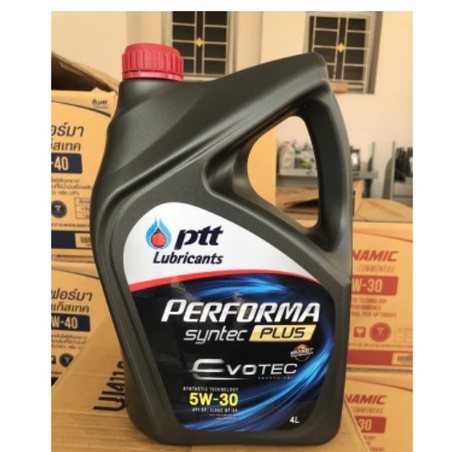 น้ำมันเครื่องรถยนต์ น้ำมันเครื่องเบนซิน ptt performa syntec plus sae 5w-30 4 ลิตร 1 แกลลอน พร้อม ...
