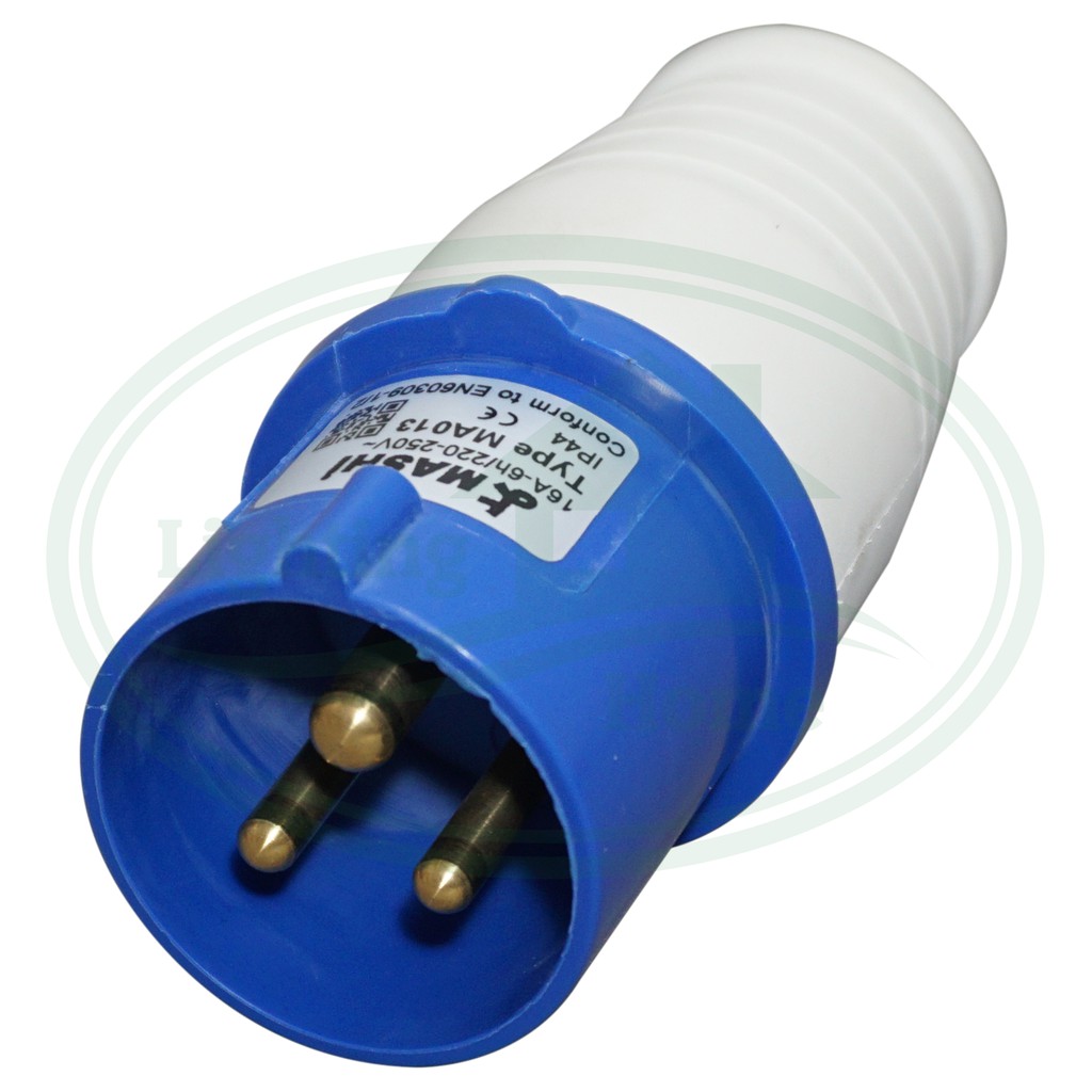 พาวเวอร์ ปลั๊ก ตัวผู้ ต่อกลาง MASHI Type MA013 IP44 16A-6h/220-250V~ สี ...