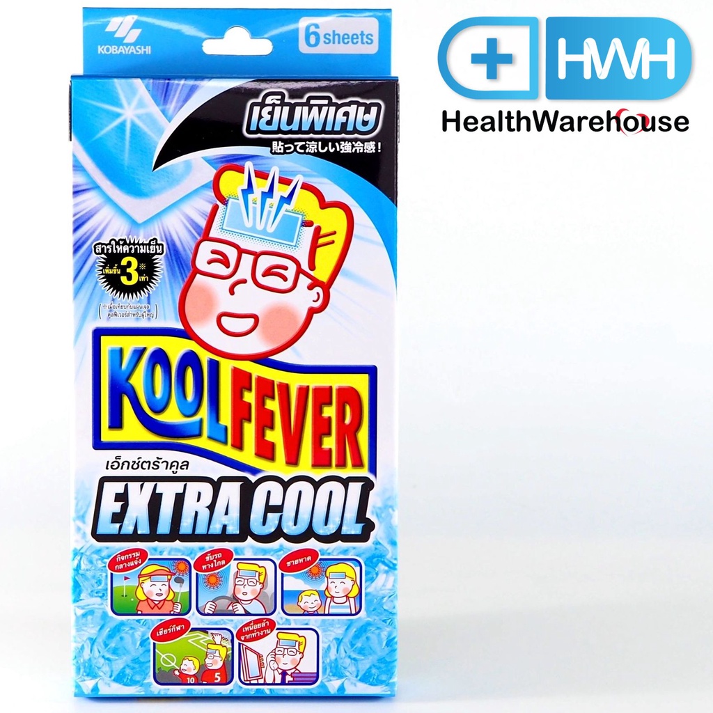 KoolFever Extra Cool 1 กล่อง มี 6 แผ่น Kool Fever Cooling Gel คูลฟีเวอร์ แผ่นเจลลดไข้แบบเย็น ...