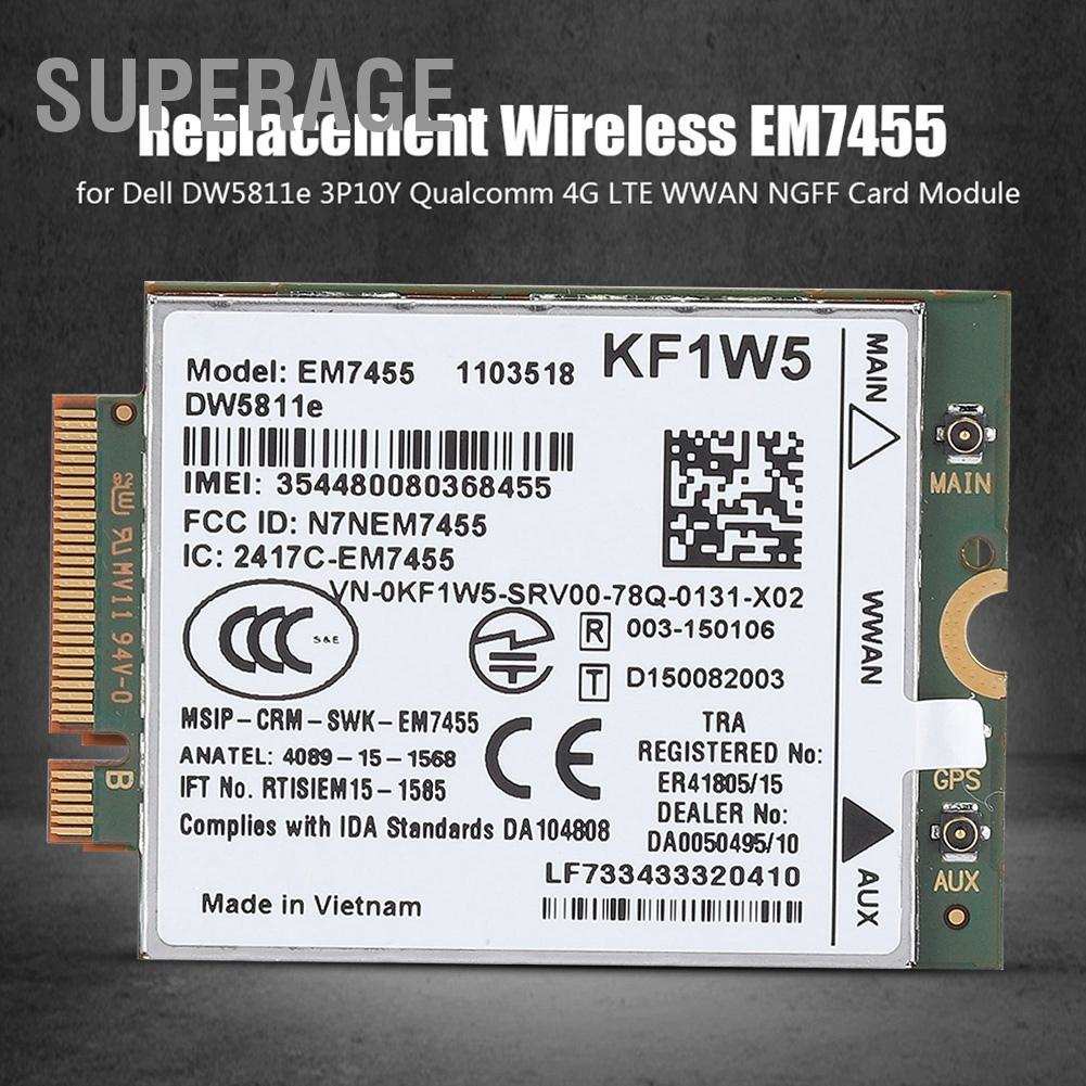 Em7455 ไร้สายสําหรับ Dell Dw5811E Qualcomm 4G Lte Wwan Ngff การ์ดโมดูล ...