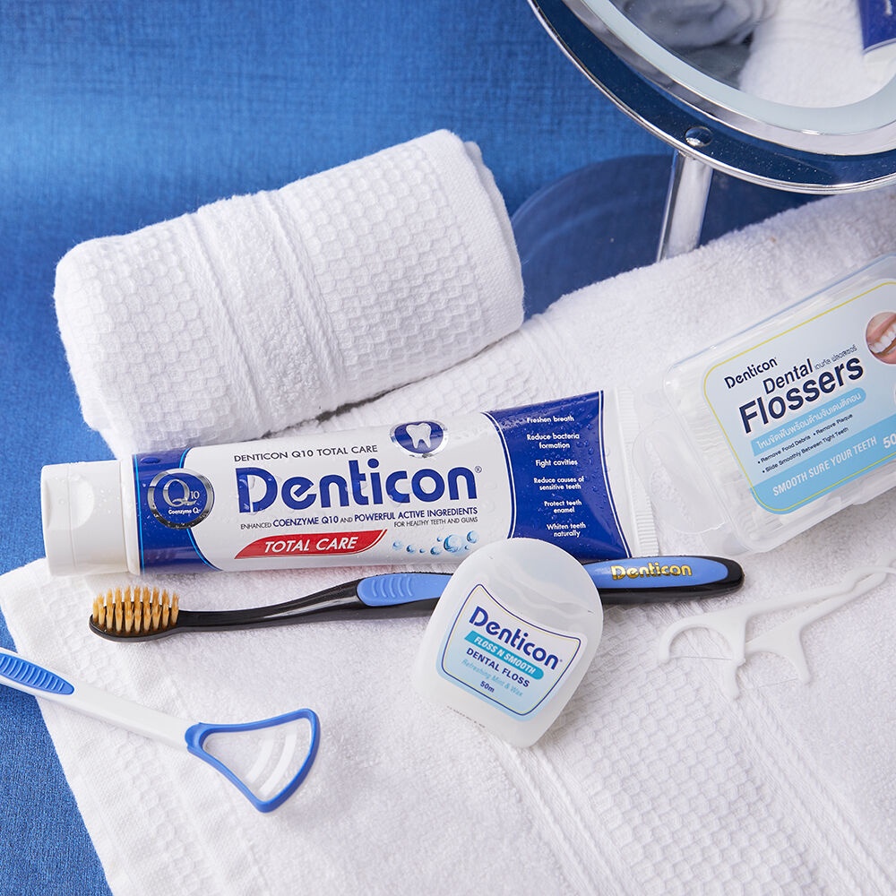 Denticon Toothpaste Q10 Fluoride เดนติคอน ยาสีฟัน [150g x 3pcs] (Total Care/Plus Bamboo Salt ...