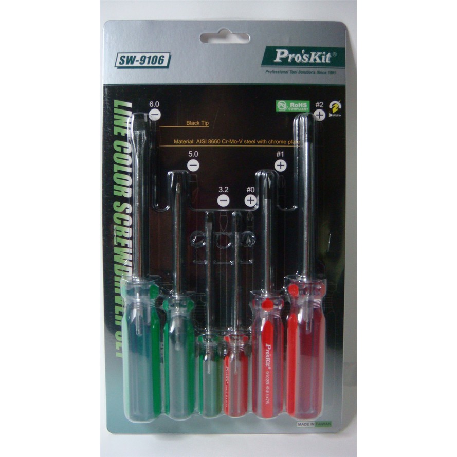 Pro'sKit ชุดไขควง 6 ชิ้น Line Color Screwdriver Set (6pcs) รุ่น SW9106 ...