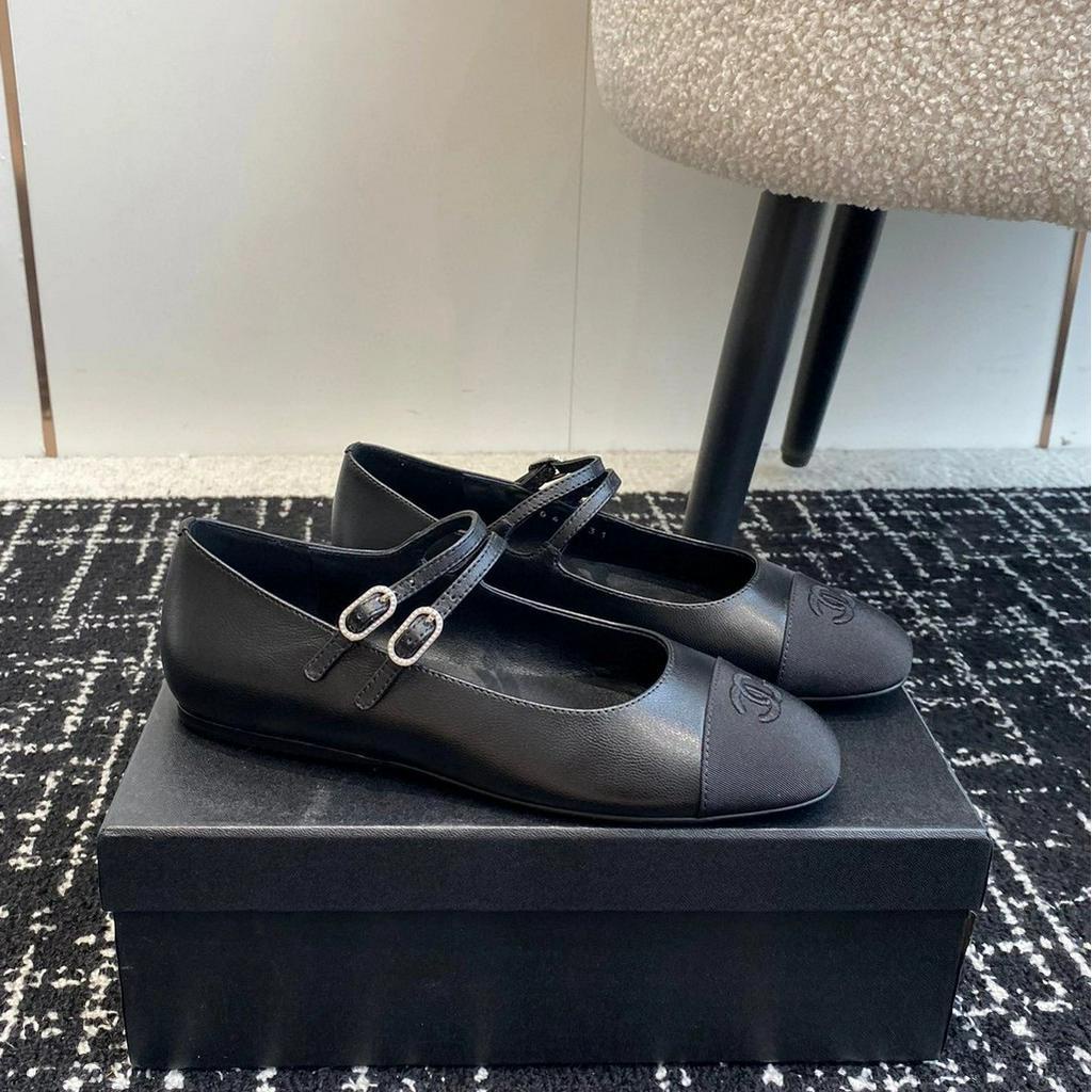 [ คุณภาพสูง ] CHANEL CHANEL 24ss Double Diamond Buckle Classic Contrast Color Single Shoes Mary ...