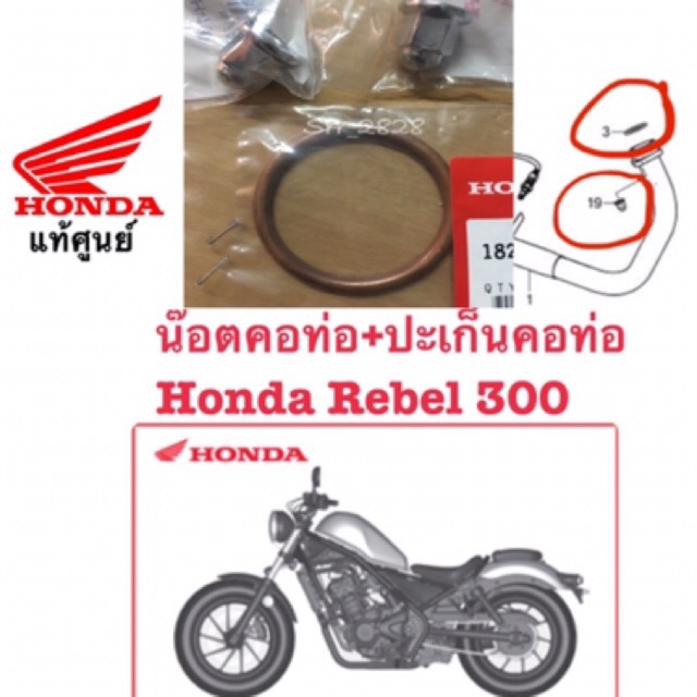 น๊อตคอท่อ+ปะเก็นคอท่อ Honda Rebel 300 CB300R Honda CRF250 L M CRF300 ...