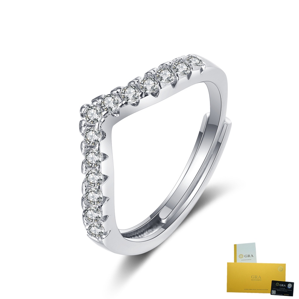 [พร้อมใบรับรอง Gra ] แหวนเงิน S925 ประดับเพชรโมอิส รูปตัว V แบบเรียบง่าย | Shopee Thailand