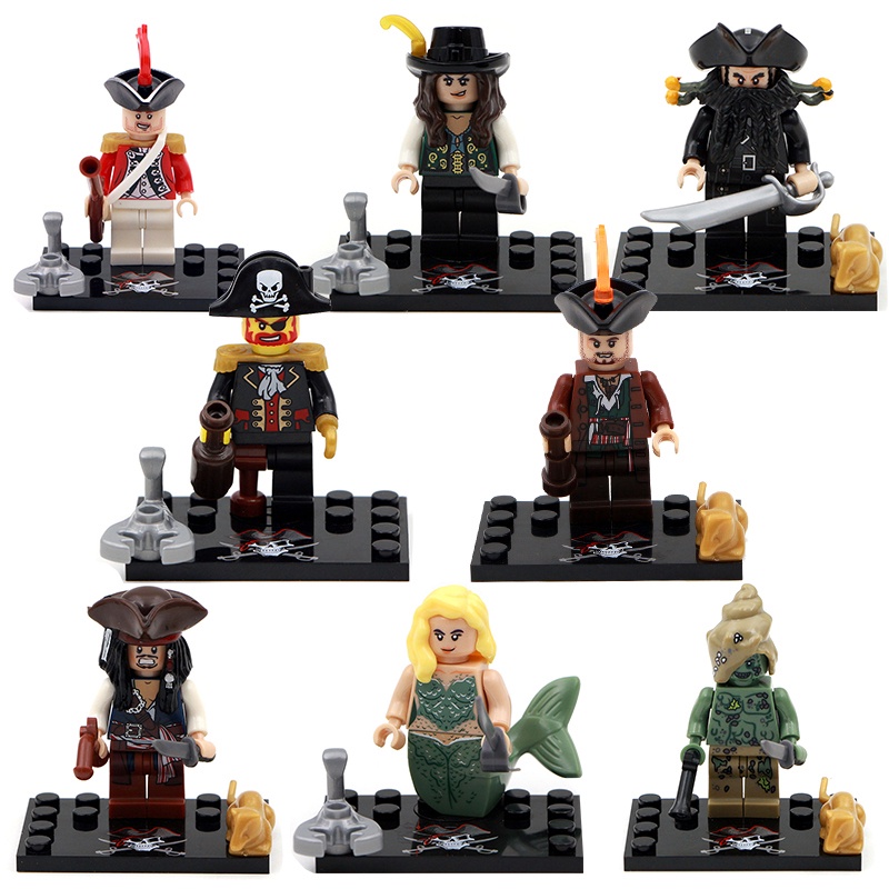 Pirates of The Caribbean Minifigures Jack Sparrow Elizabeth Swann Movie ...