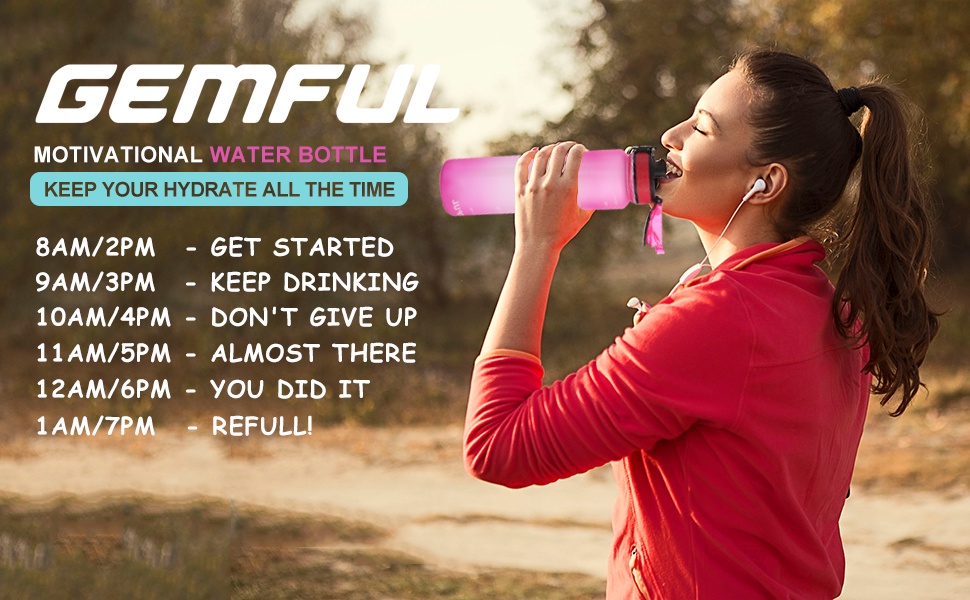 Gemful ขวดน้ำพร้อมหลอด ความจุ 1 ลิตร ปลอดสาร BPA สำหรับพกพา | Shopee ...