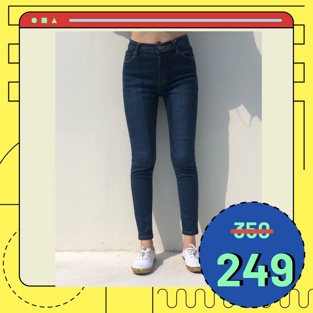 meantoJeans (M-065) กางเกงยีนส์ขายาว ทรงเดฟ สียีนส์เข้ม | Shopee Thailand