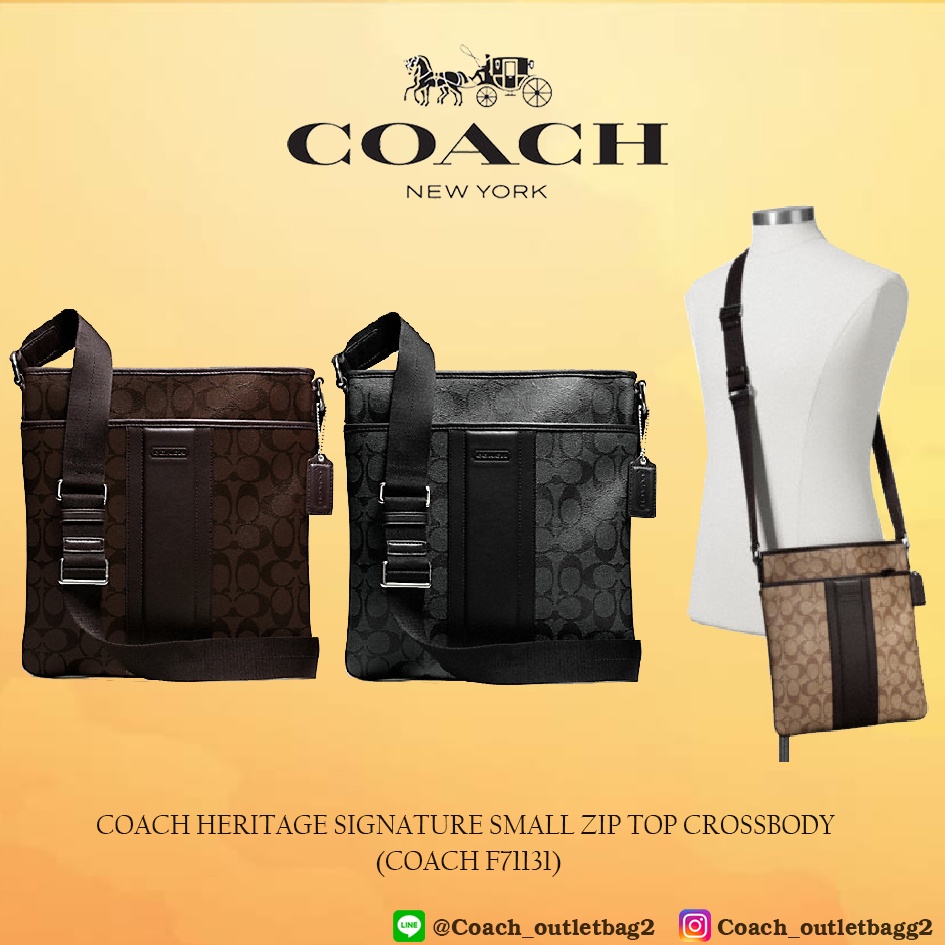 COACH HERITAGE SIGNATURE SMALL ZIP TOP CROSSBODY (COACH F71131 ...
