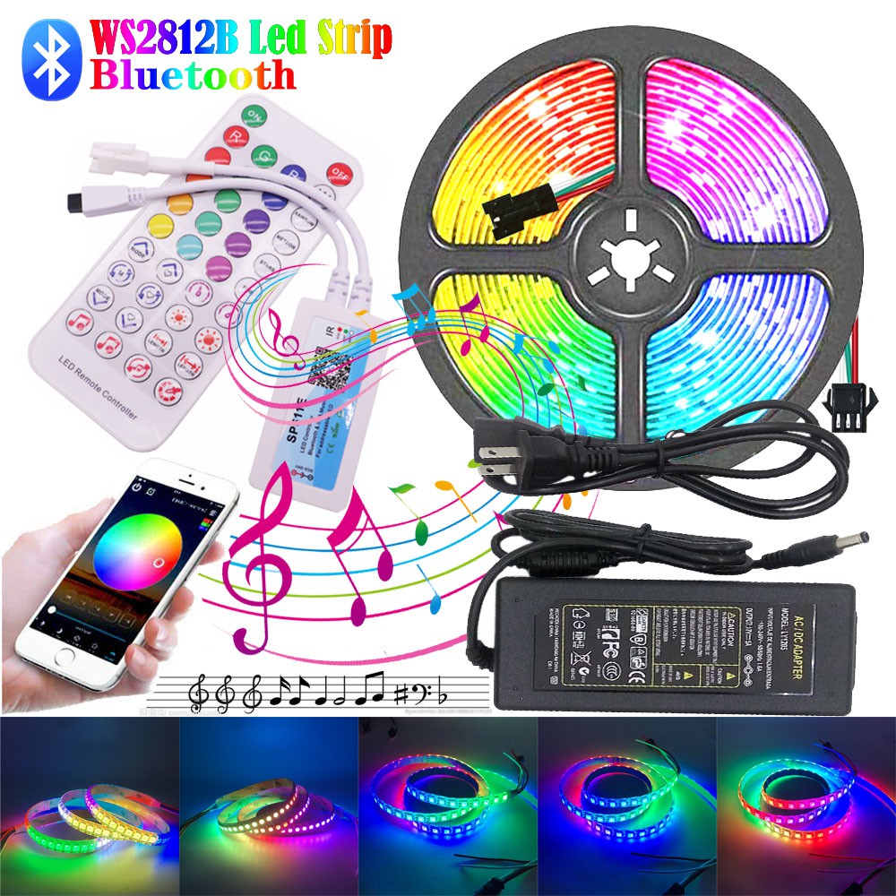 5m WS2812B WS2812 Led Strip แอดเดรสสมาร์ท RGB Led Strip + DC5V แหล่ง ...