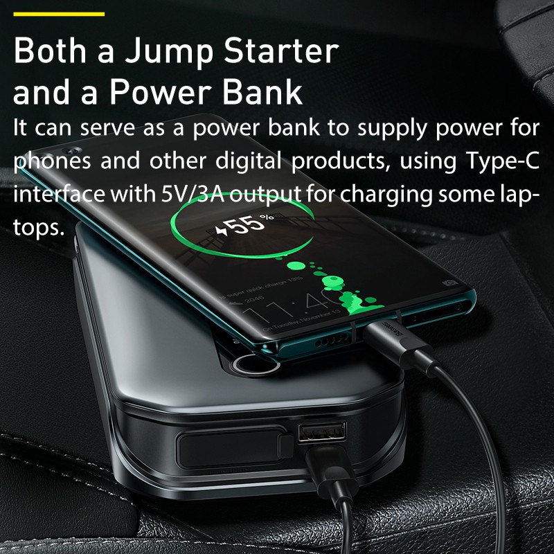 ♗Baseus 1000A Car Jump Starter Power Bank 12000mAh Portable Battery ...