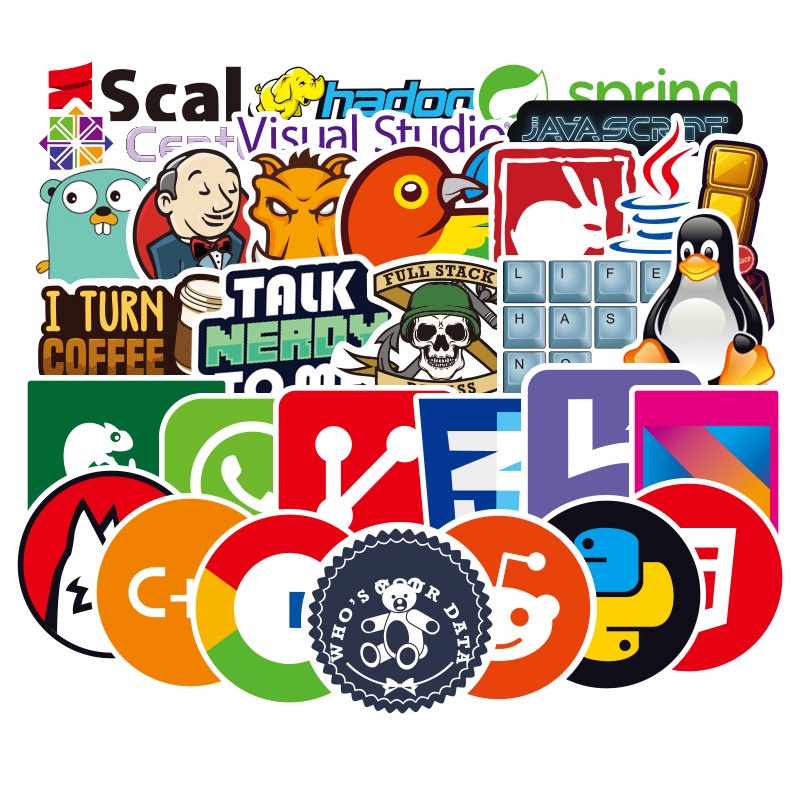สติ๊กเกอร์ โปรแกรมเมอร์ 108 PCS Programming Sticker Developer Programs Data Computer Sticker DIY ...