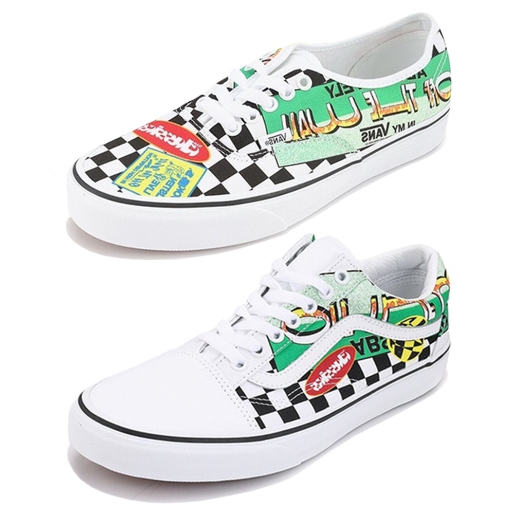 Vans รองเท้าผ้าใบ Authentic / Old Skool | Vans Collage True White/Print ...