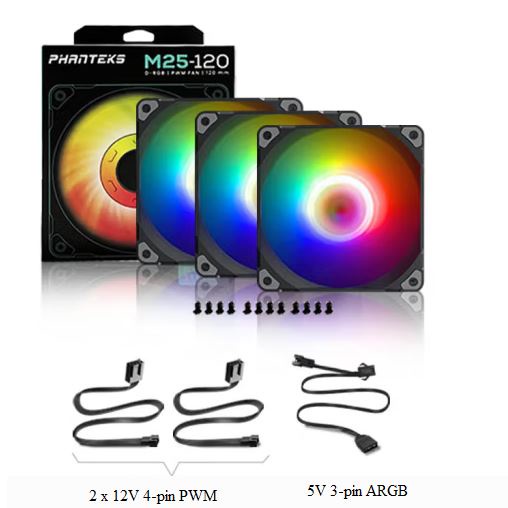 พัดลมระบายความร้อน Phanteks M25-120 M25-140 120 มม. 140 มม. PWM D-RGB ARGB สําหรับเคส PC ...