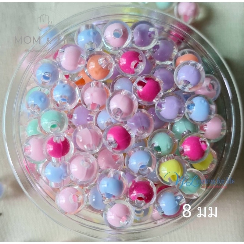 ลูกปัด ดาว หัวใจ และเม็ดกลม ขุ่น สอดไส้สีพาสเทล | Shopee Thailand
