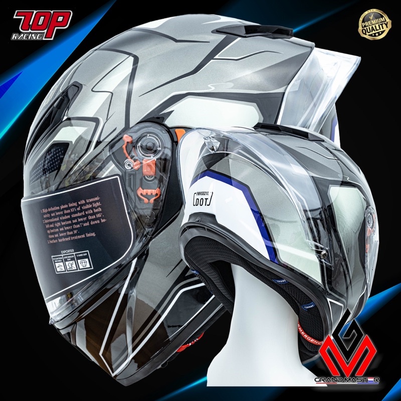 หมวกกันน็อกเต็มใบพร้อมแว่น Grand Master : GM003-GB (MS2022-03-14-0010) | Shopee Thailand