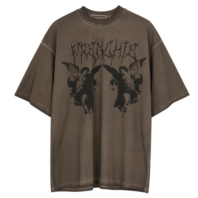 เสื้อยืดครอปท็อป ลาย Cyber Gothic Y2k Yk2 สีน้ําตาล สไตล์วินเทจ สําหรับ ...