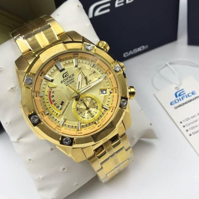 MK Casio Edifice EFR-559 Full Gold Chronograph Men's Watch | Shopee ...