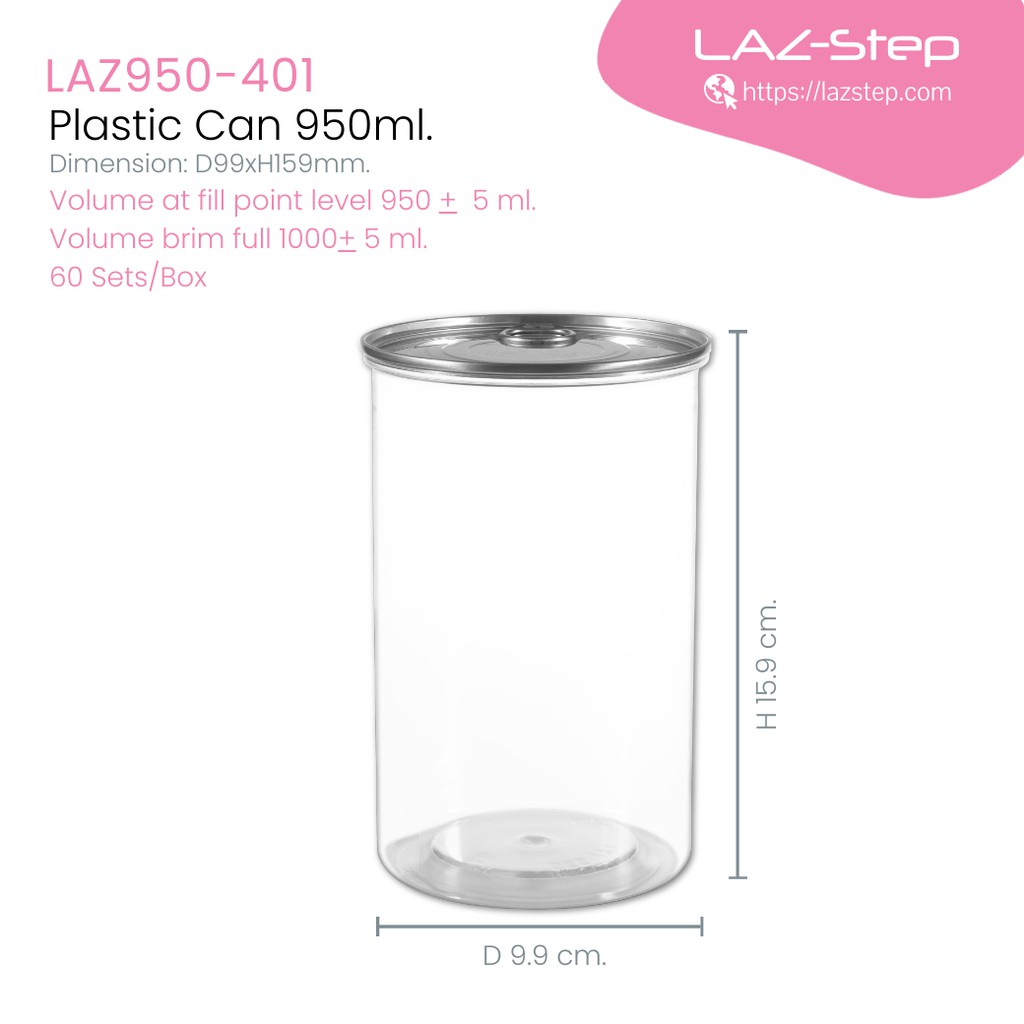 LAZ-Step ชุดตัวอย่าง SAMPLE - กระป๋องพลาสติก PET ฝาดึง ซีรี่ส์ 401 ปากกว้าง 99 มม ขนาดต่างๆ ใช้ ...