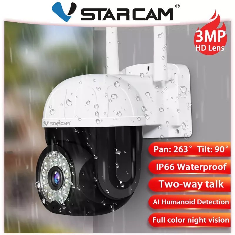 Vstarcam CS662 กล้องวงจรปิดไร้สาย Outdoor ความละเอียด 3MP(1296P) กล้องนอกบ้าน ภาพสี มีAI+ คนตรวจ ...