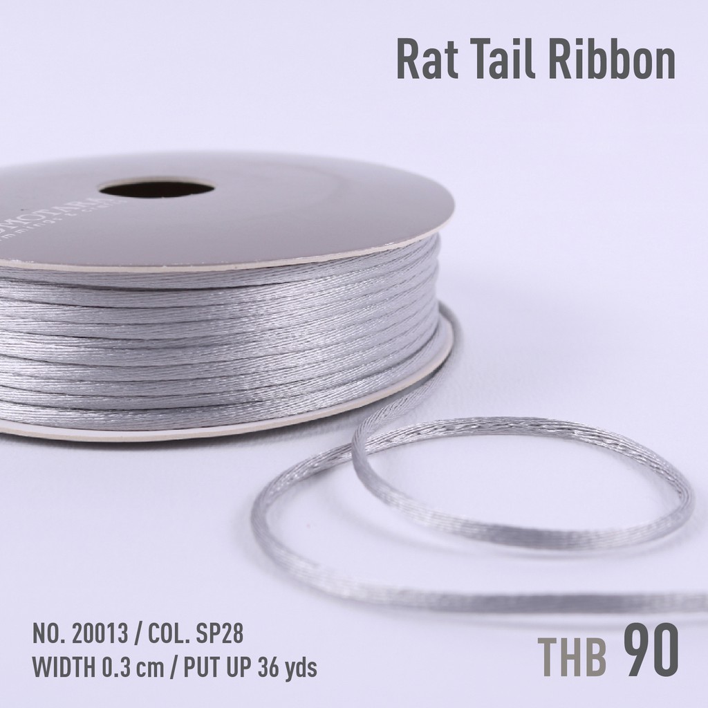 MOMOTARA No.20013 (ชุดที่ 1) ริบบิ้นหางหนู Rat Tail Ribbon ขนาด 0.3 CM ...