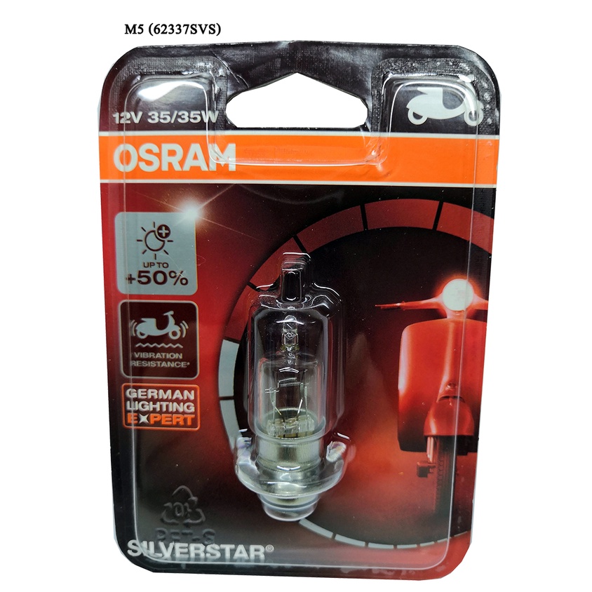 หลอดไฟหน้ารถมอเตอร์ไซค์ ขั้ว M5 OSRAM SILVERSTAR รหัส 62337SVS | Shopee ...