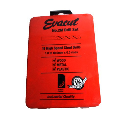 ชุดดอกสว่านเจาะเหล็กไฮสปีด EVACUT 19ตัว/ชุด ระบบมิลลิเมตร NO.2M | Shopee Thailand