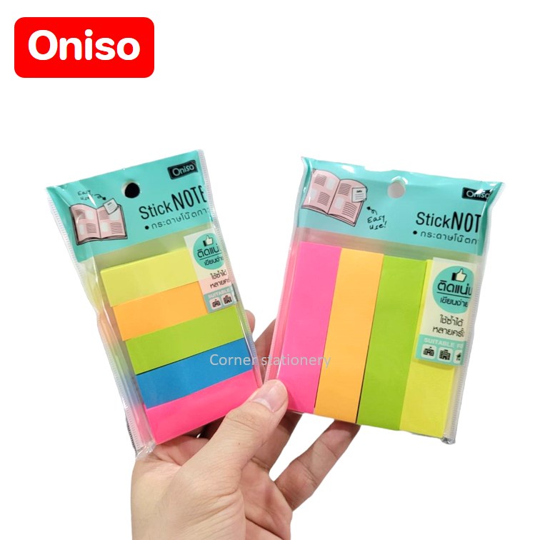 กระดาษโน๊ตมีกาวในตัว 4 สี (1.9x7.6 ซม.) และ 5 สี (1.5x5 ซม.) ตราโอนิโซะ ...