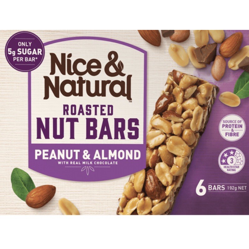 Nice & Natural Roasted Nut Bars Peanut Almond 1Pk ถั่วคั่วถั่วอัลมอนด์ ...