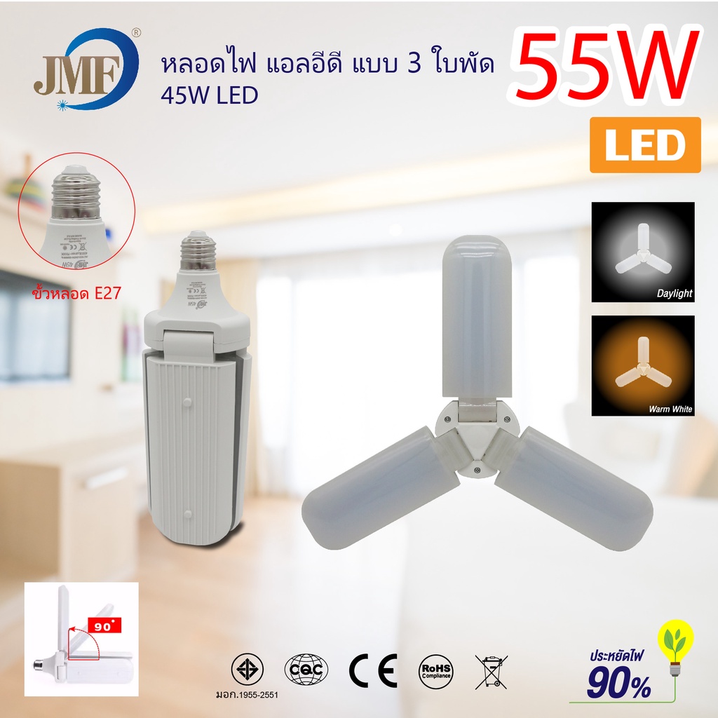 🔥พร้อมส่ง🔥 JMF หลอดไฟ LED หลอดไฟทรงใบพัด พับเก็บได้ ปรับมุมโคมไฟได้ ประหยัดพลังงานไฟ ไฟตลาดนัด ...