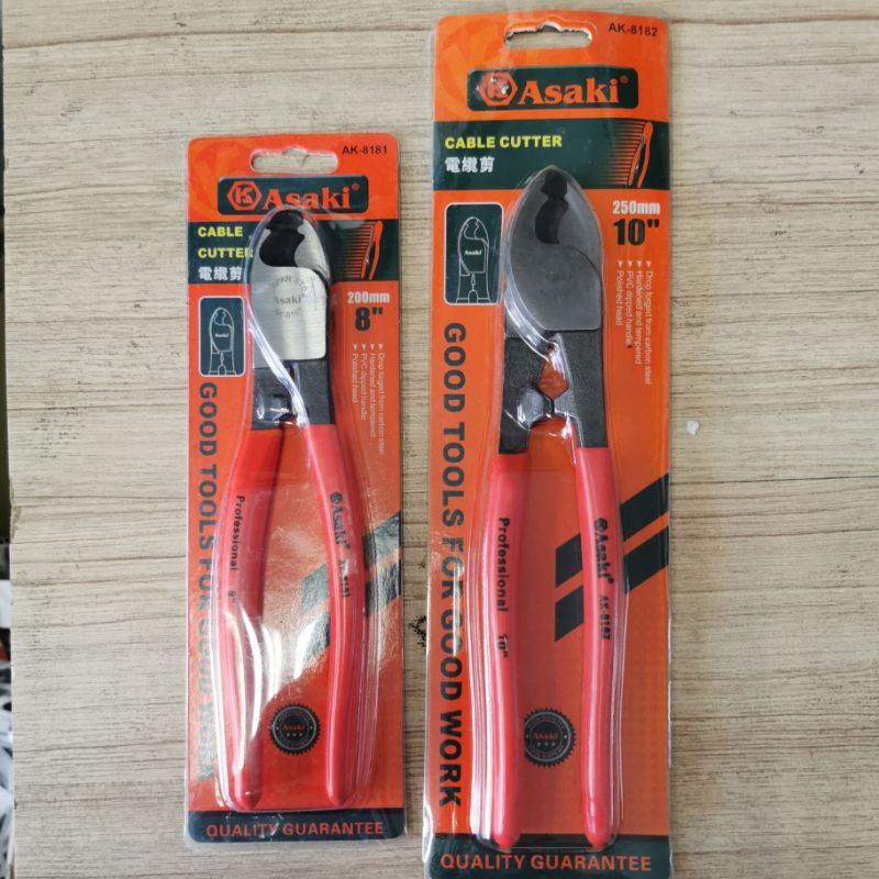 คีมตัดสายเคเบิ้ล CABLE CUTTER ASAKI ขนาด 8 นิ้ว และ 10 นิ้ว | Shopee ...