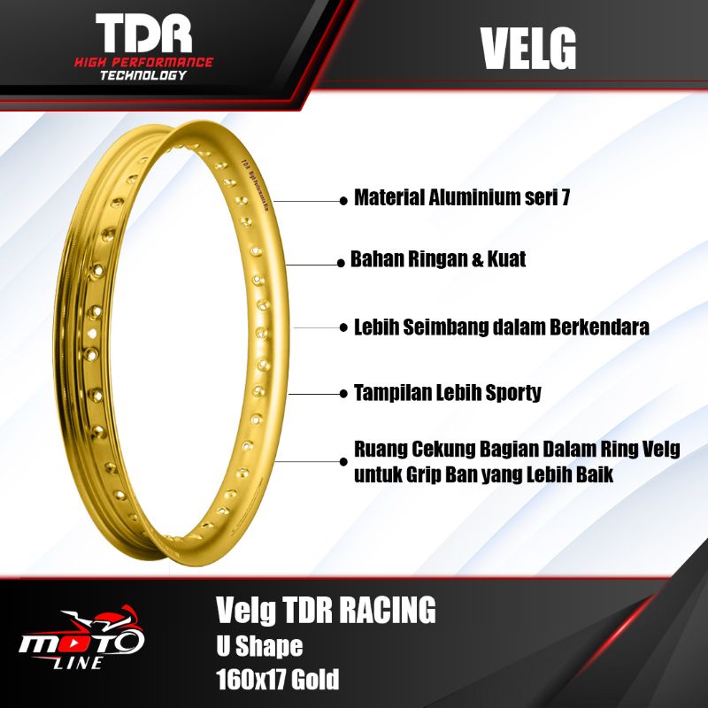 Tdr racing u shape ล้อ 160x17 สีทอง | Shopee Thailand