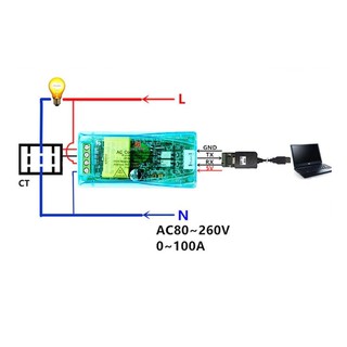 PZEM-004T V3.0 (TTL) AC 0-100A PZEM004T วัดไฟ 6ค่า มีเคสใส Voltage ...