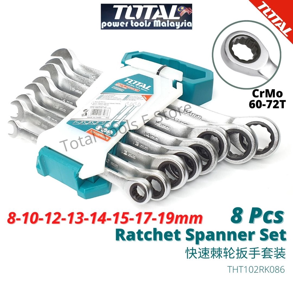 Total 8 ชิ้น Ratchet Spanner ชุด (6-19 มม.) 快速轮手套装 - THT102RK086 | Shopee Thailand
