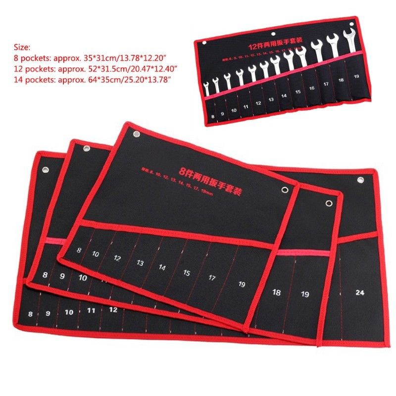 ประแจ Spanner กระเป๋าเครื่องมือผ้าใบ Roll Up กระเป๋า Organizer Pouches ...