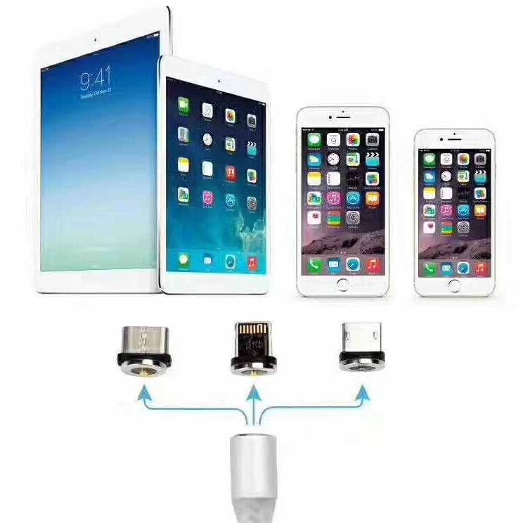 สายชาร์จแม่เหล็ก 3 in 1 สำหรับ IOS Android Type-C ยาว 1 เมตร Magnetic USB Charging Cable 3 in 1 ...