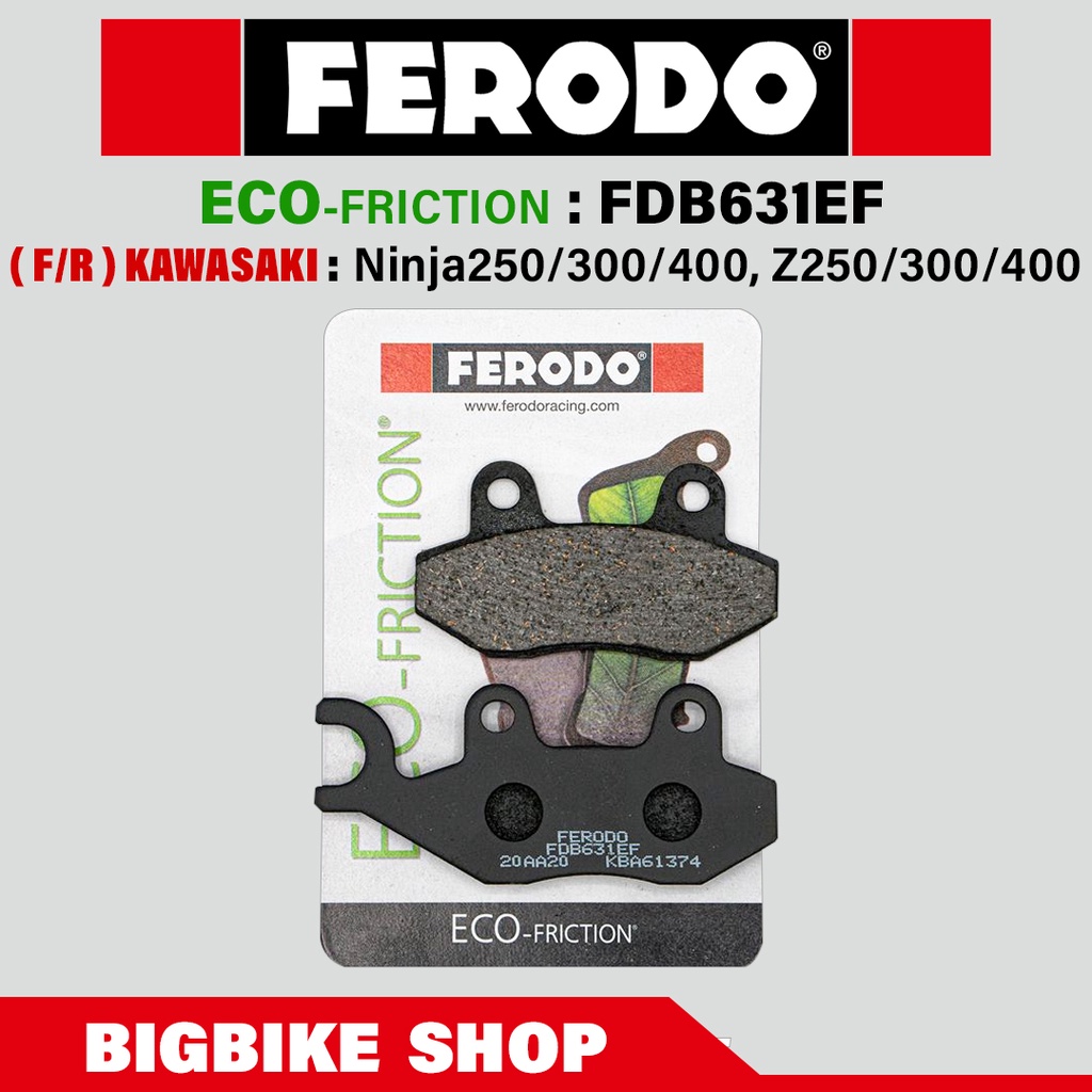 ผ้าเบรค Ferodo รุ่น ECO-friction สำหรับ (F/R) Kawasaki Ninja250/300/400 ...