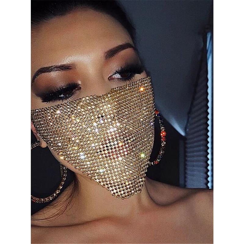 Breathable Rhinestone Face Mask Vintage Popular Jewelry Gift Crystal ...
