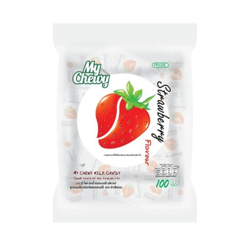 ลูกอม มาย ชูวี่ มิลค์ แคนดี้ สตรอเบอร์รี เฟลเวอร์ 100 เม็ด 360 กรัม My ...