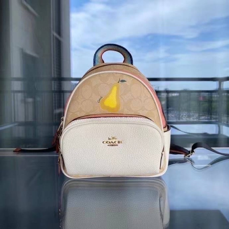 Coach Mini Court Backpack Pebble Leather w Radish | Shopee Thailand